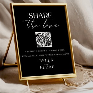 QR Code Sign for Photo Sharing, Black and White Printable Photo QR Code ...