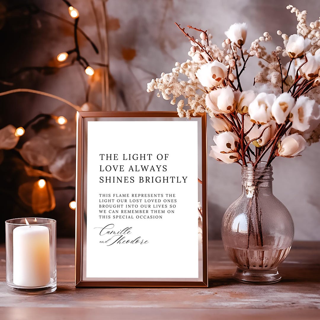 This Candle Burns Sign Template, Classic Wedding Memorial Candle Sign ...