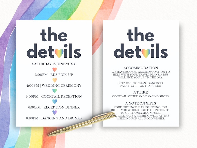 LGBTQ Wedding Invitation Bundle Template, Same Sex Wedding Invite Set ...
