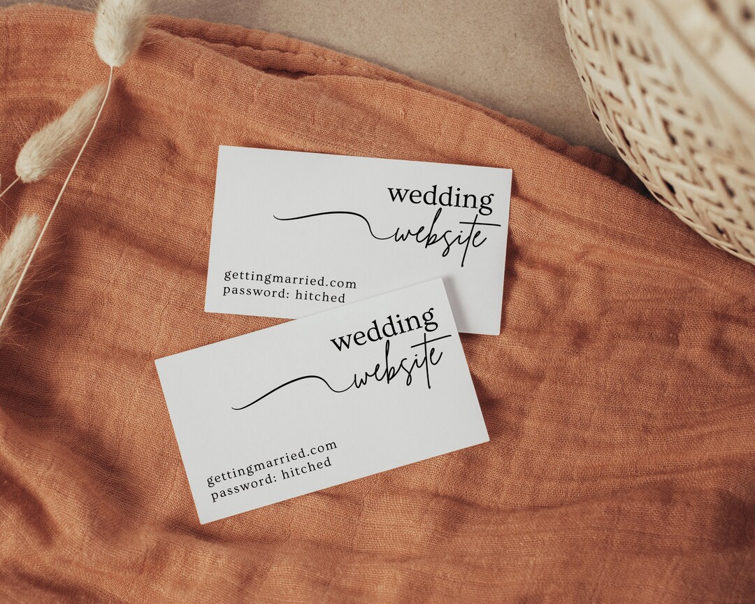 Wedding Website Card Template, Minimalist Wedding Invitation Insert ...