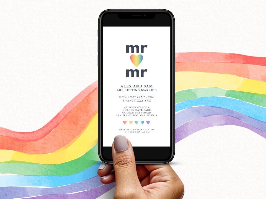 LGBTQ Wedding Digital Invitation Template, Same Sex Wedding Smartphone ...