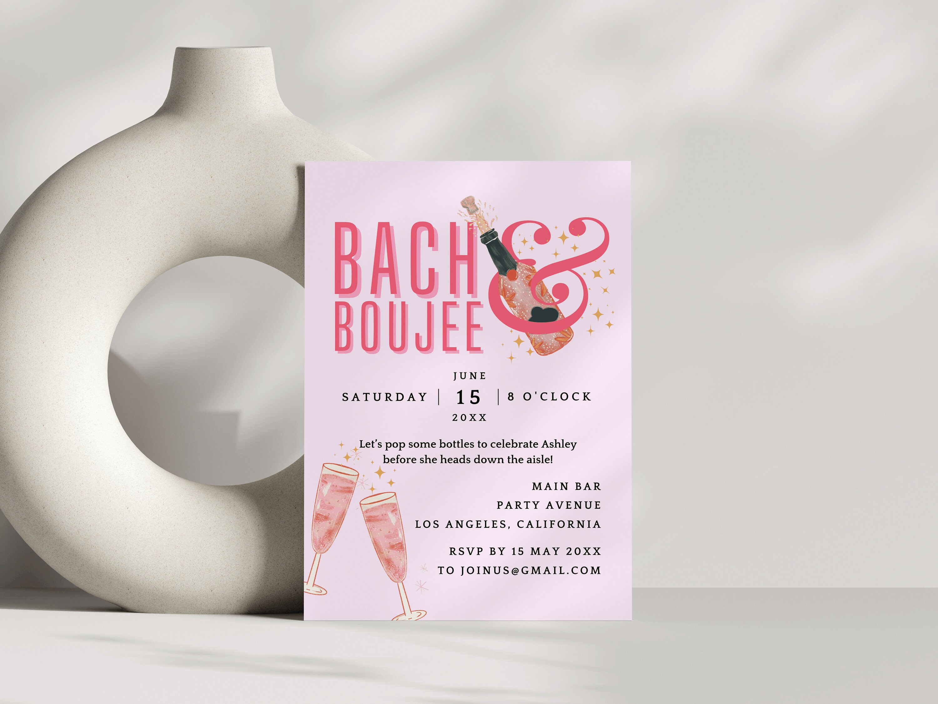 Bachelorette Party Invitation Template, Bach and Boujee Bridal Shower ...