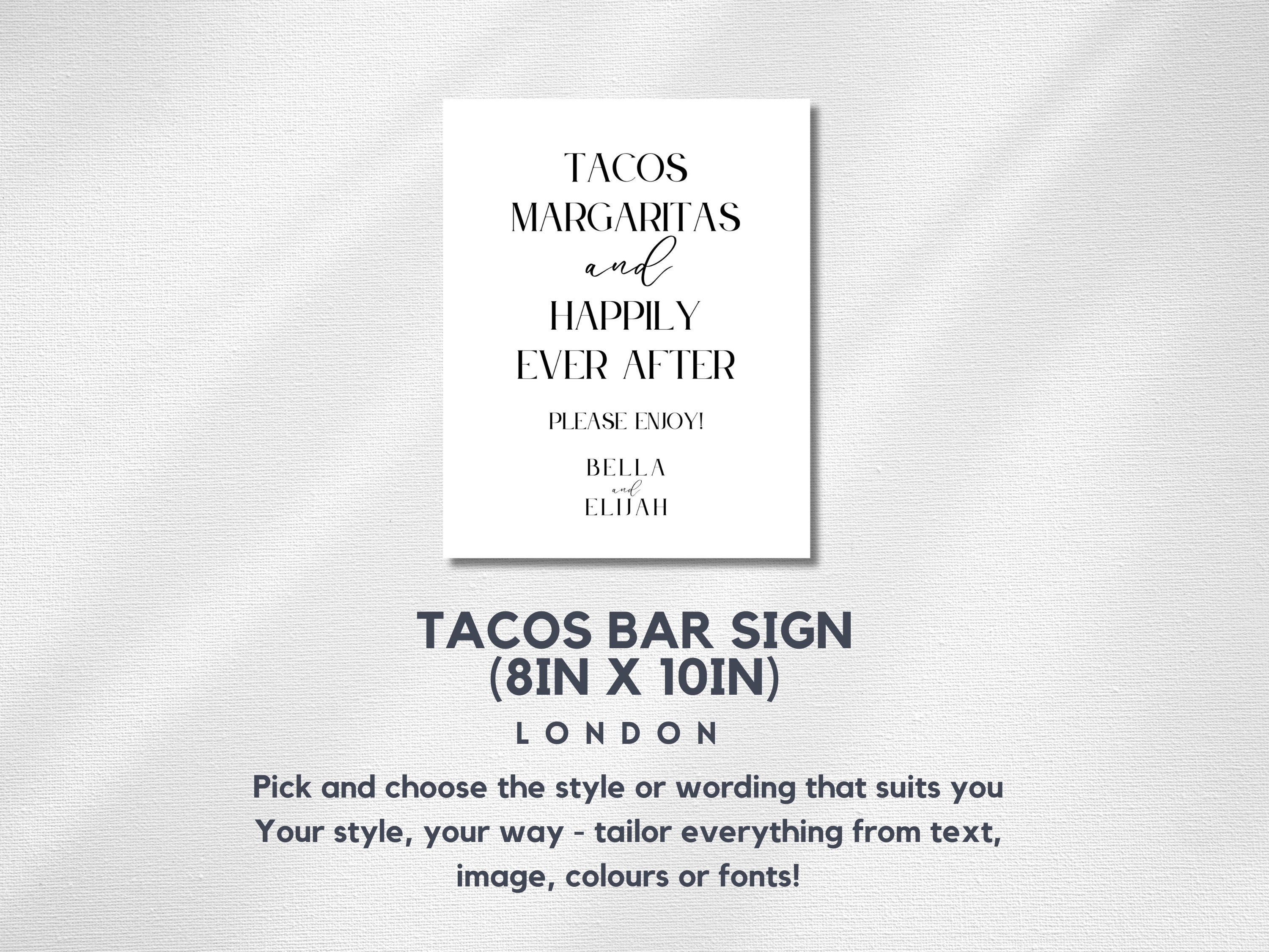 Taco Bar for Wedding Reception, Taco Bar Sign, Modern Wedding Taco ...