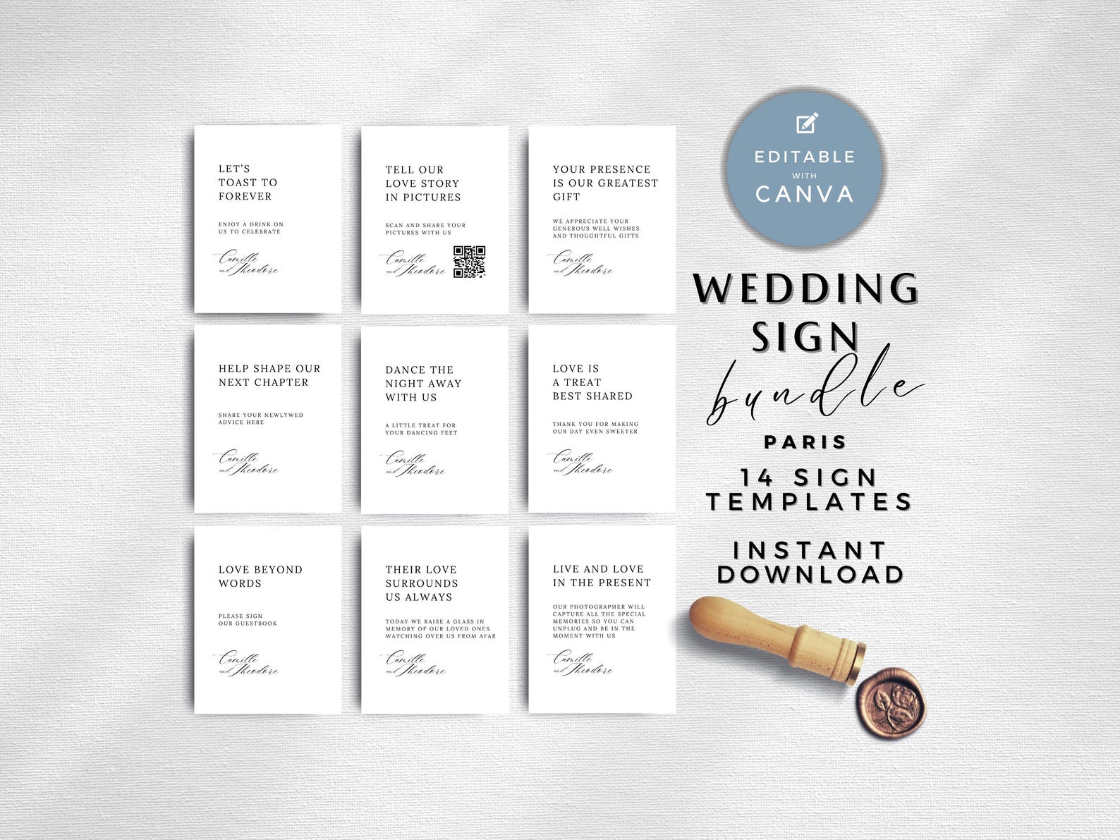 QR Code for Photo Sharing Wedding Sign Template, Classic Wedding Photo ...