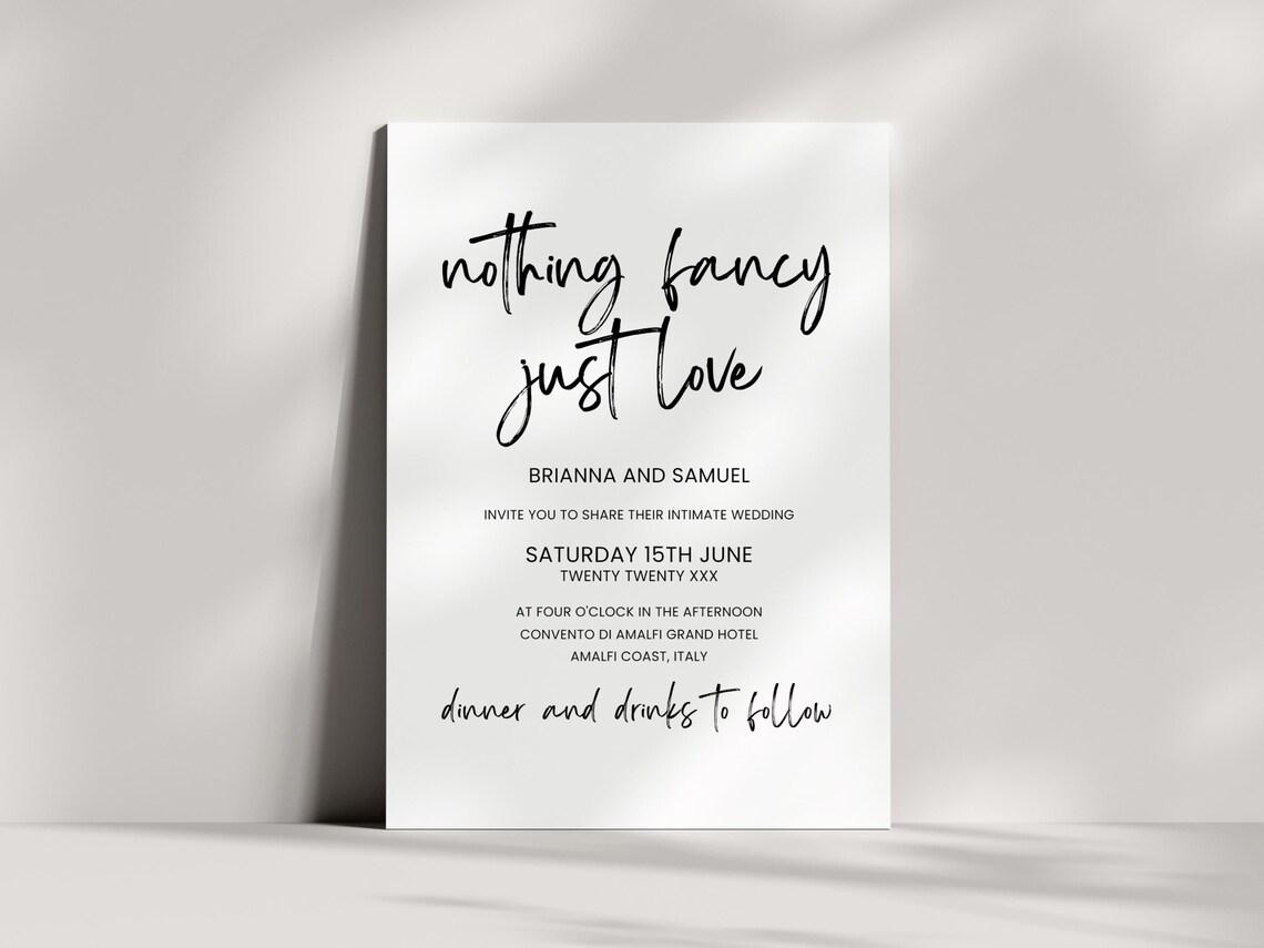 Intimate Wedding Invitation Template, Small Wedding Invite, Micro ...