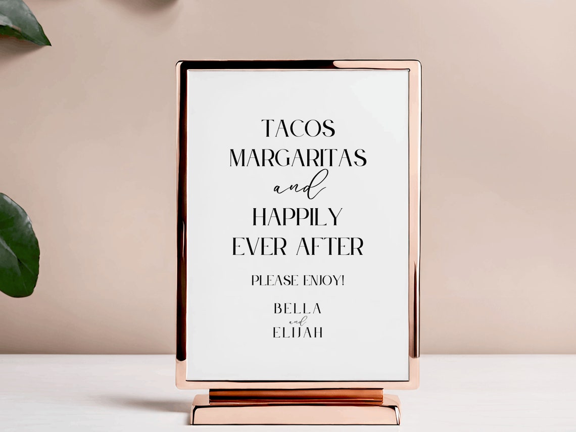 Taco Bar for Wedding Reception, Taco Bar Sign, Modern Wedding Taco ...