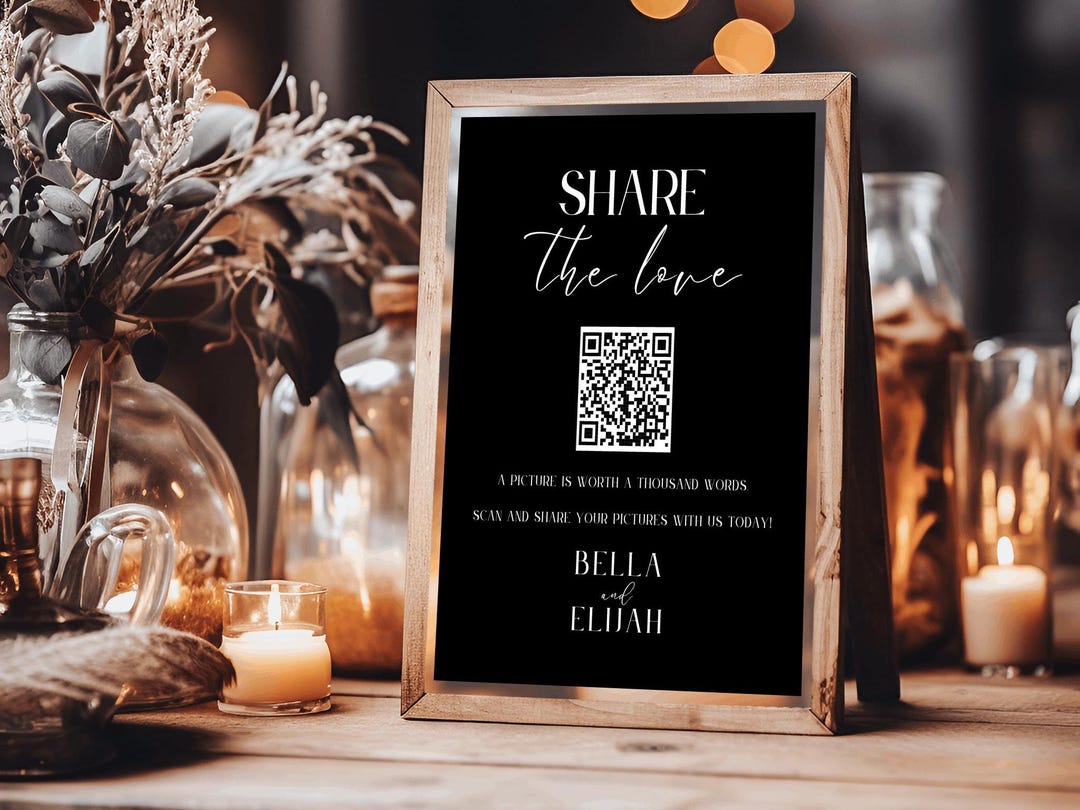 QR Code Sign for Photo Sharing, Black and White Printable Photo QR Code ...