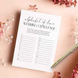 A-Z Wedding Game Printable, Alphabet of Love Wedding Challenge, Bridal ...