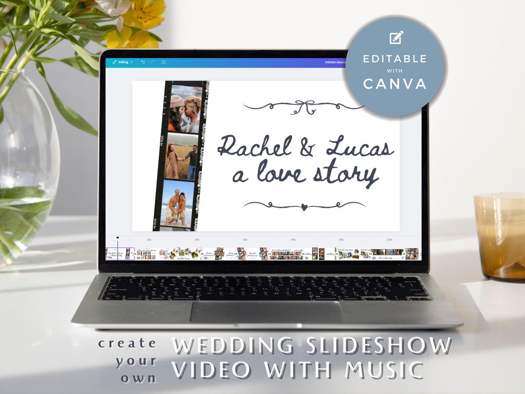 Wedding Slideshow Template Canva, Whimsical Wedding Digital Photo Album ...