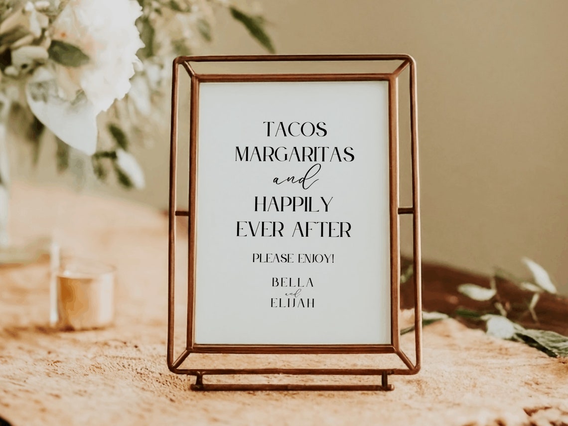Taco Bar for Wedding Reception, Taco Bar Sign, Modern Wedding Taco ...