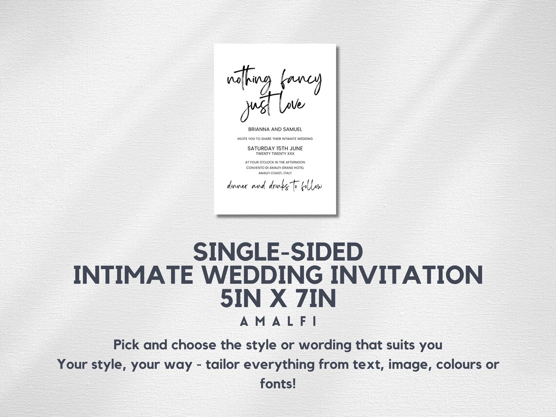 Intimate Wedding Invitation Template, Small Wedding Invite, Micro ...