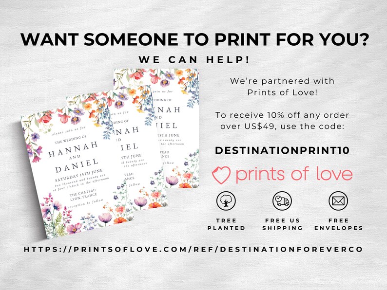 Digital Wedding Invitation Template, Electronic Wildflower Wedding ...