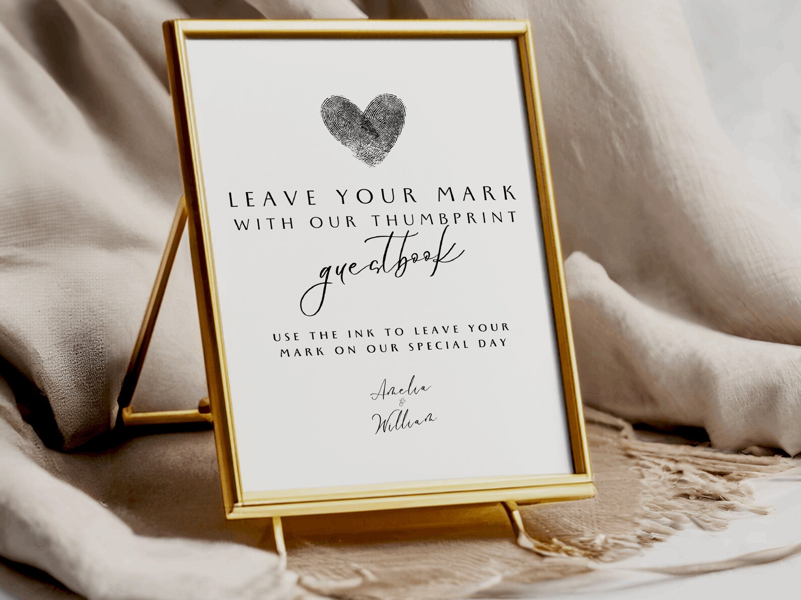 Thumbprint Wedding Guest Book Sign, Wedding Fingerprint Tree Guestbook ...