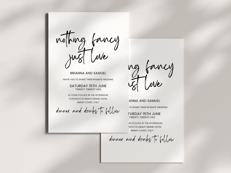 Intimate Wedding Invitation Template, Small Wedding Invite, Micro ...
