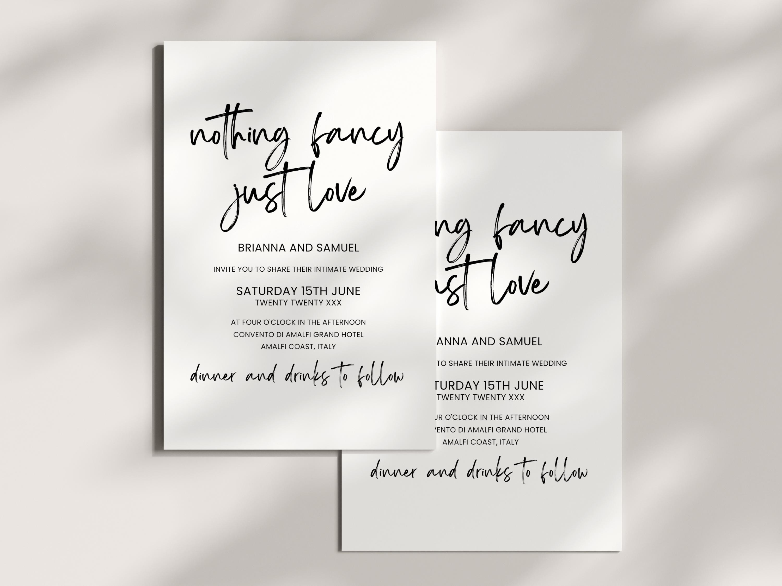 Intimate Wedding Invitation Template, Small Wedding Invite, Micro ...