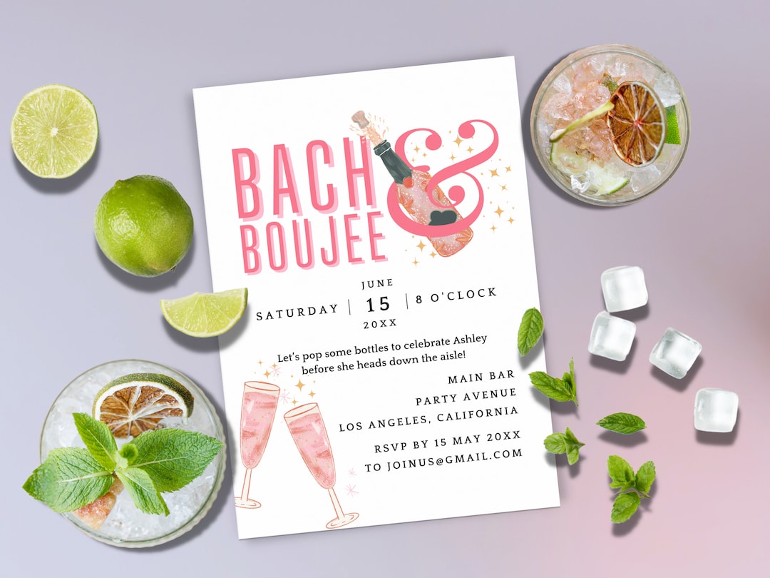 Bachelorette Party Invitation Template, Bach and Boujee Invite, Modern ...