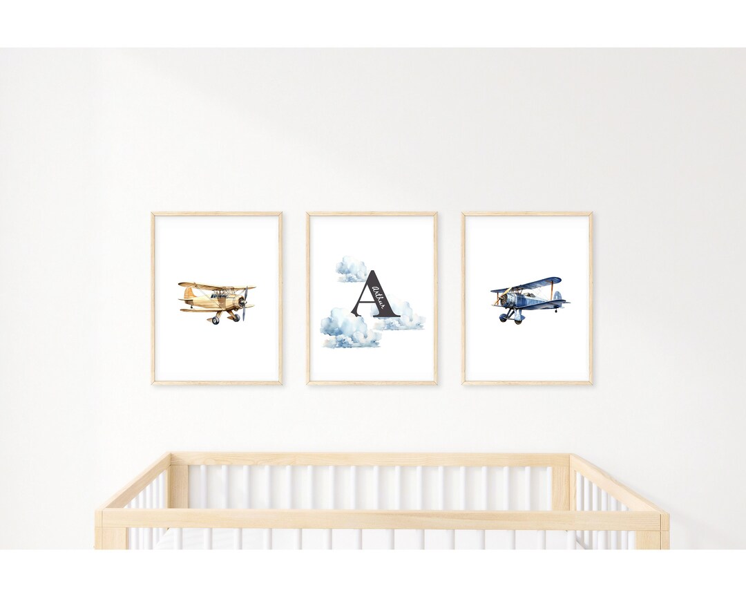 Biplane, Printable Wall Art, Boys Room Decor, Nursery Print, Digital ...