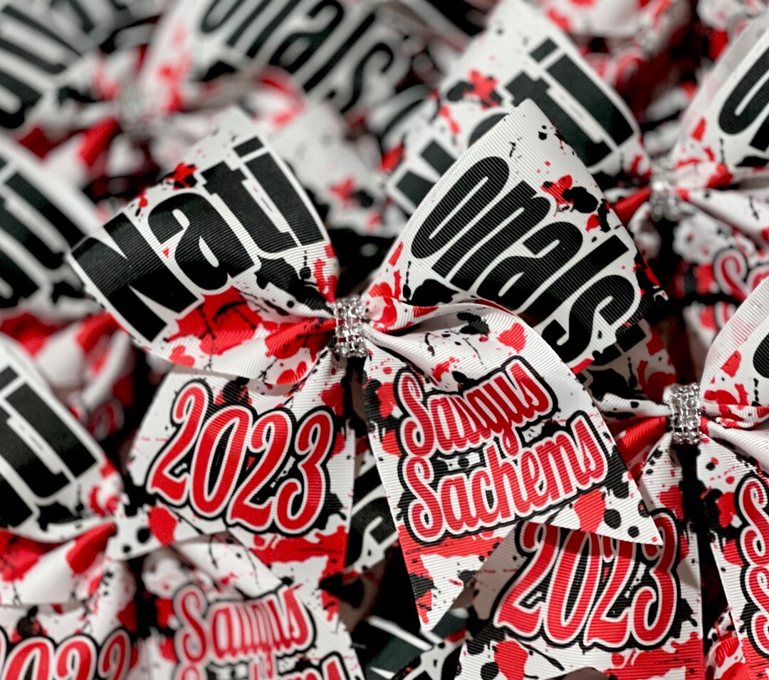 Custom Nationals Paint Splatter Sublimated Cheer Bow - Team Discounts ...