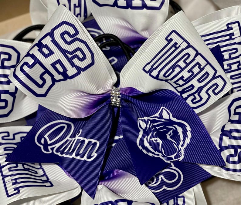 Custom Sublimated Mascot Logo Cheer Bow - You Choose Custom Colors ...
