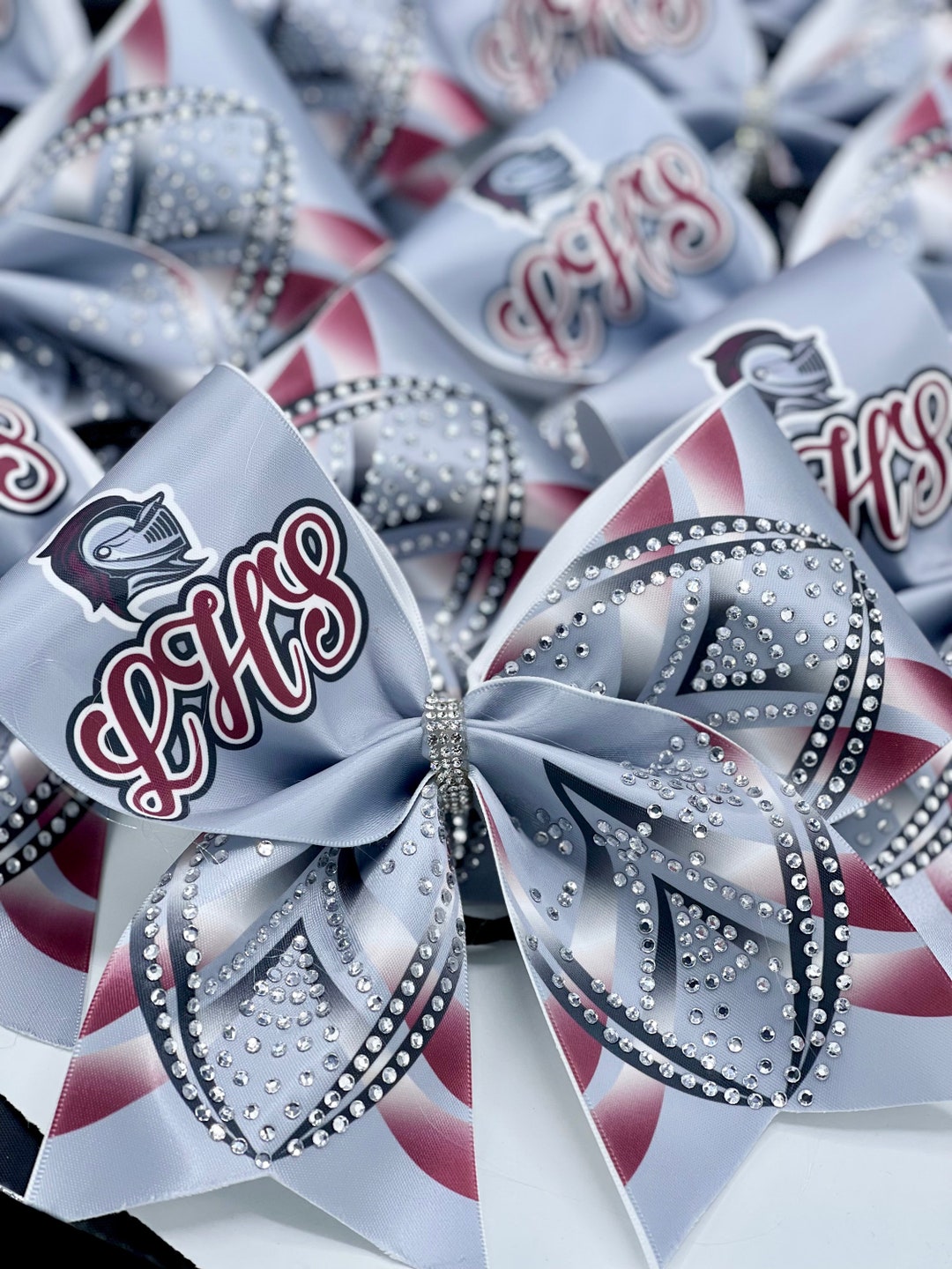 Satin & Rhinestone Personalized Cheer Bow - Etsy