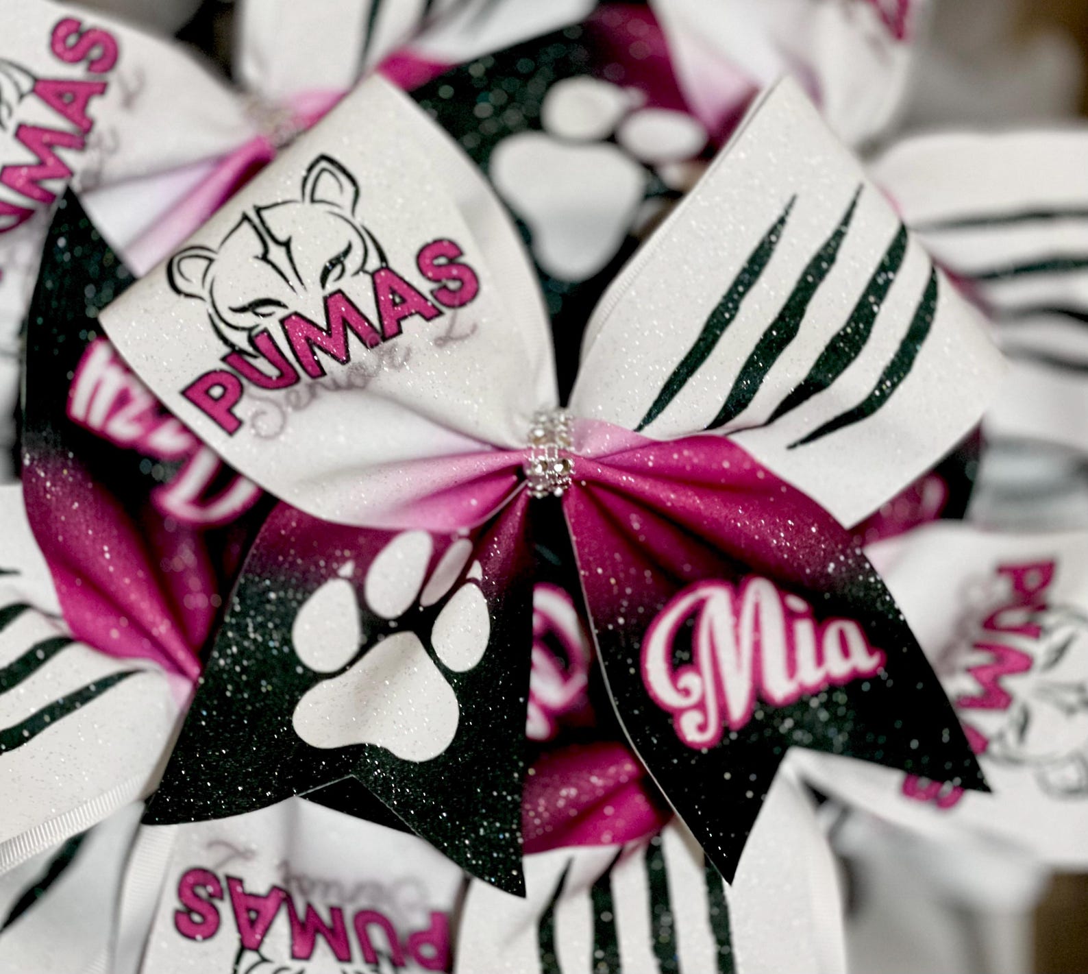 Custom Sublimated Logo Claw Print Cheer Bow - Designed With Your Team ...