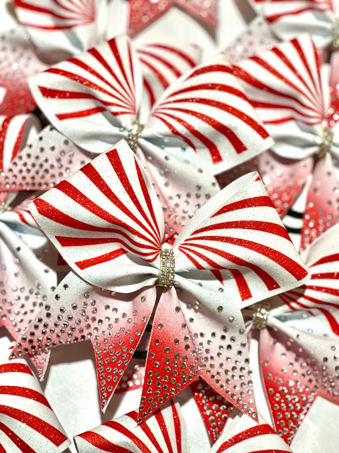 Mini Pigtail Circus Themed Rhinestone & Glitter Tailless Cheer Bow Set ...