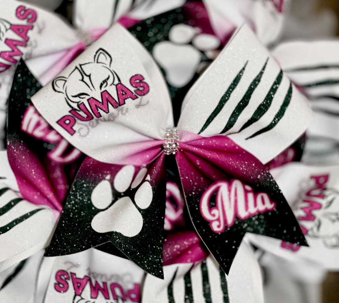 Custom Sublimated Paw Print Cheer Bow - Designed With Your Team Colors ...