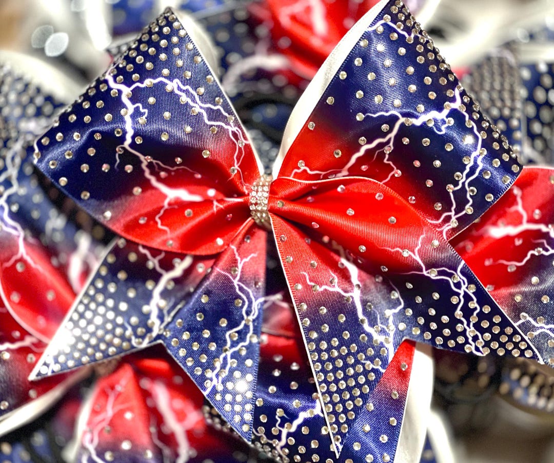 Electric Lightning Ombre Satin & Rhinestone Cheer Bow - Designed in ...