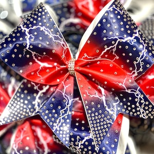 Custom Electric Lightning Ombre Satin & Rhinestone Cheer Bow - Your ...