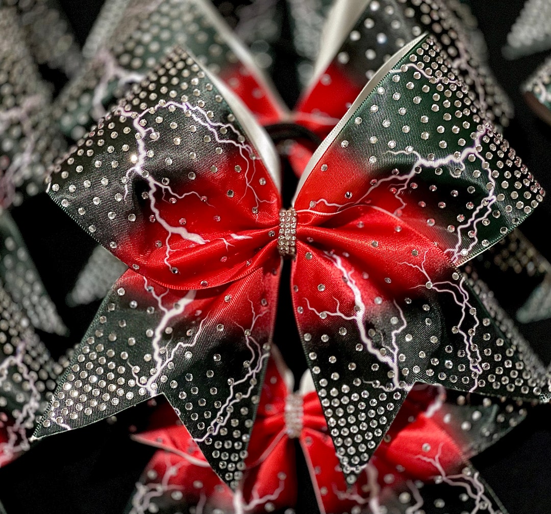 Custom Electric Lightning Ombre Satin & Rhinestone Cheer Bow - Your ...