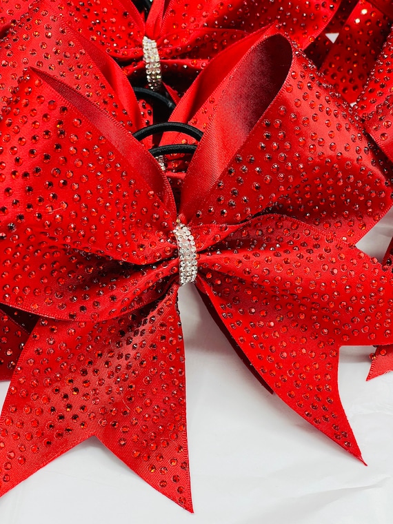 Red Rhinestone Cheer Bows