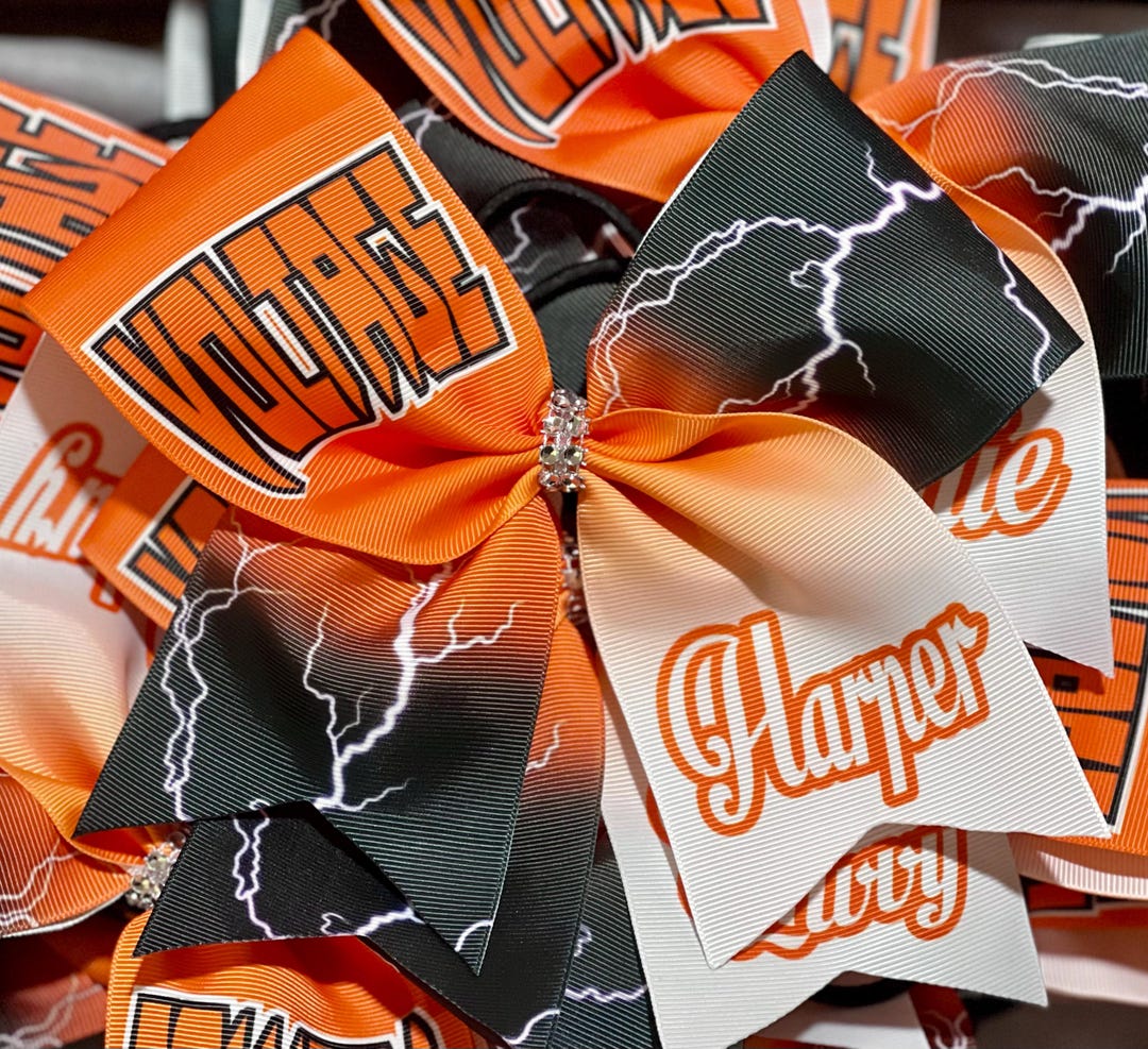 Custom Sublimated Personalized Lightning Electricity Cheer Bow ...