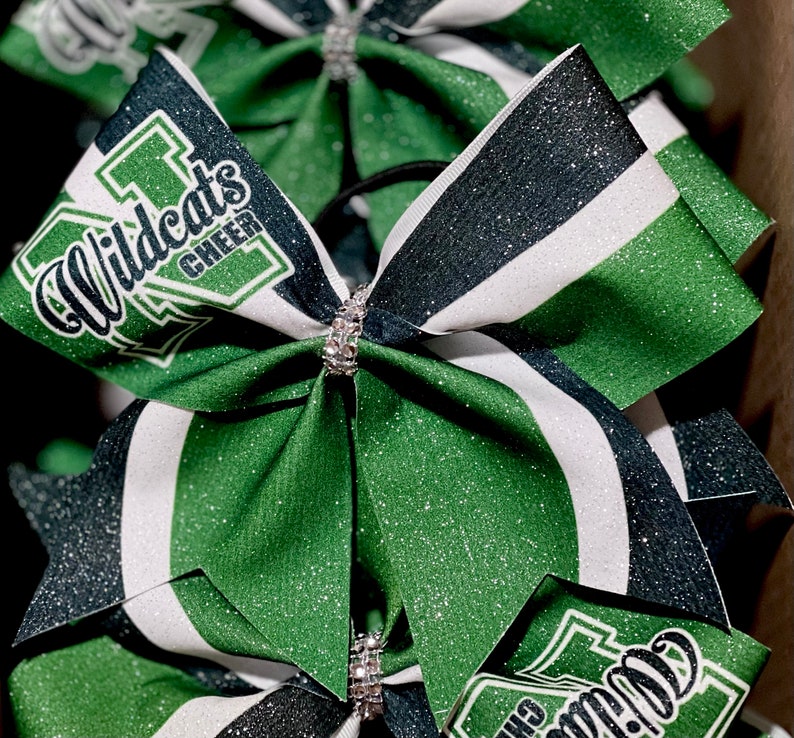 Custom Sublimated Team Name Initial Logo Cheer Bow - Designed With Your ...