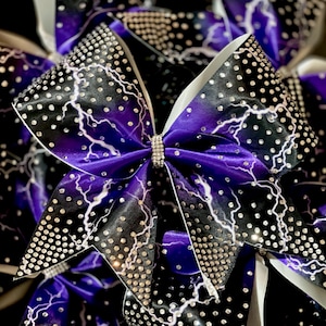 Electric Lightning Ombre Satin & Rhinestone Cheer Bow - Designed in ...