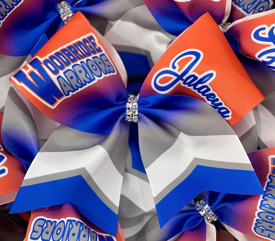 Custom Sublimated Logo Personalized Chevron Ombre Cheer Bow - You ...
