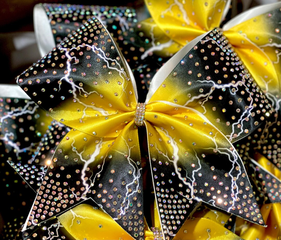 Electric Lightning Ombre Satin & Rhinestone Cheer Bow - Designed in ...
