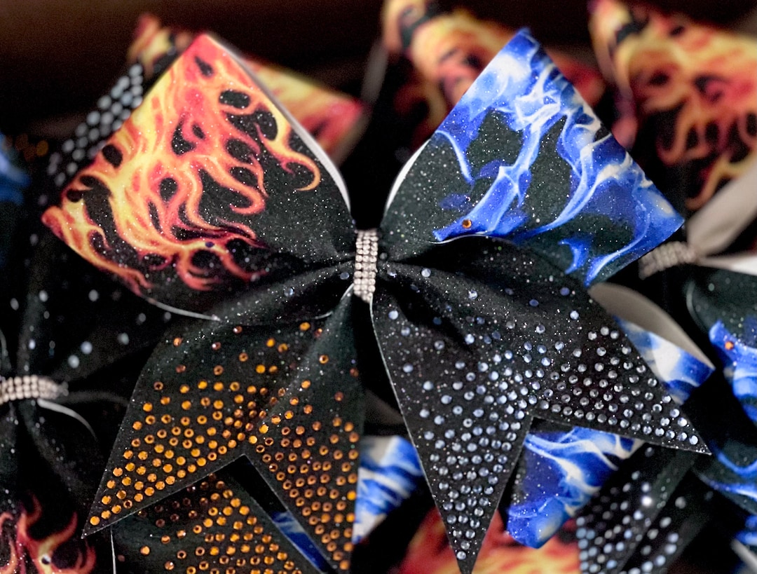 Fire and Ice Glitter & Rhinestone Cheer Bow - Team Discounts - Etsy