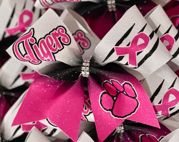 Pink Out Bow, Breast Cancer Awareness Bow, Breast Cancer Bow, Football ...