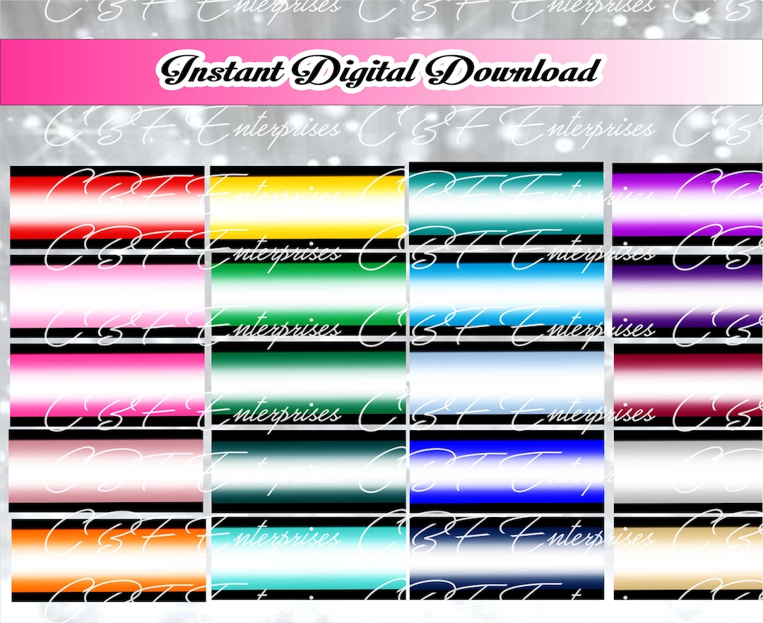 20 Color Bundle - Tailless Ombre Border - Cheer Bow Graphic Digital ...