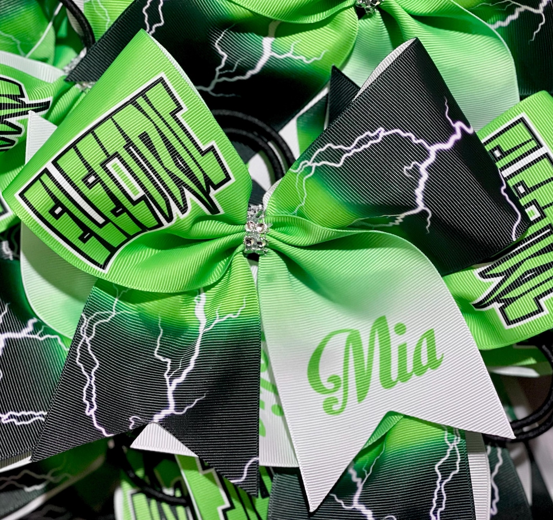 Custom Sublimated Personalized Lightning Electricity Cheer Bow ...