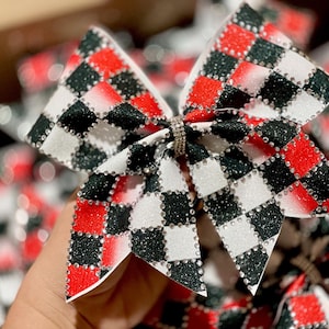 Custom Checkered Racing Cheer Bow All Colors Available - Etsy