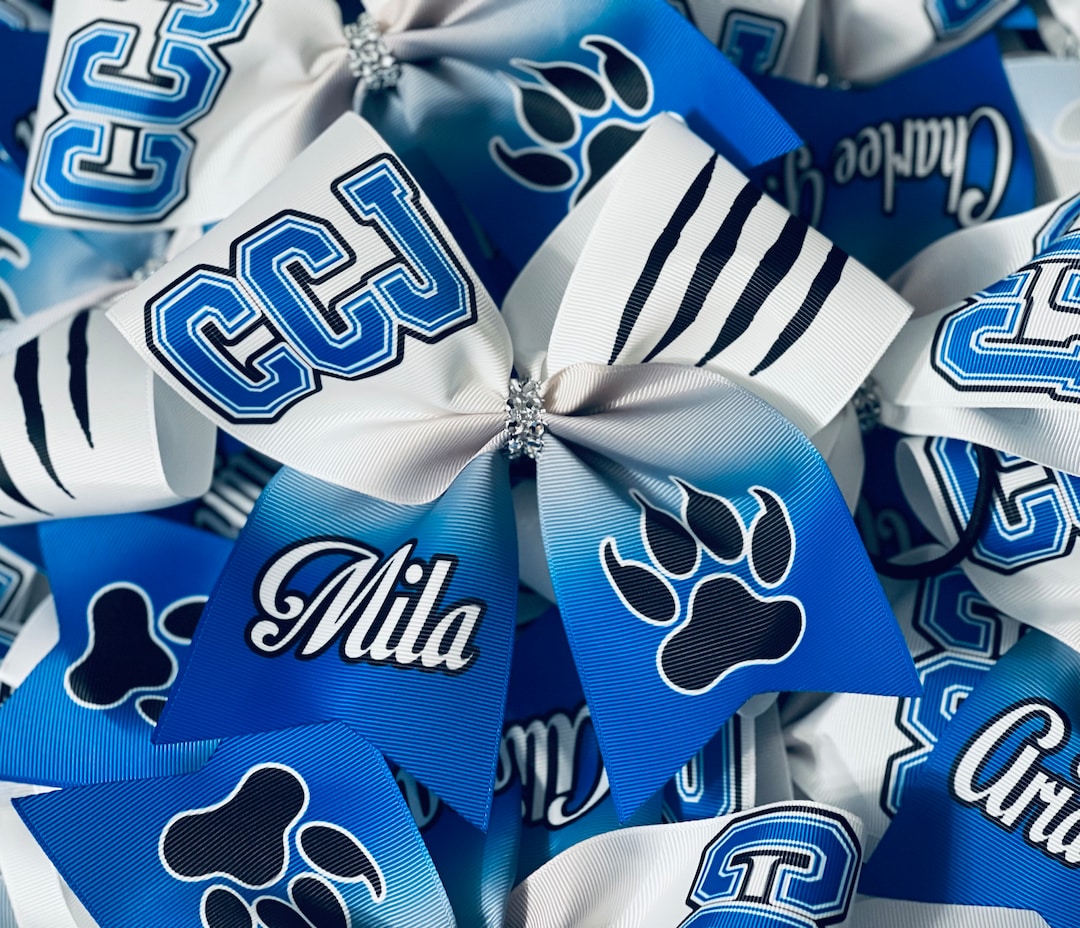 Custom Sublimated Personalized Name Claw / Paw Print Cheer Bow You ...