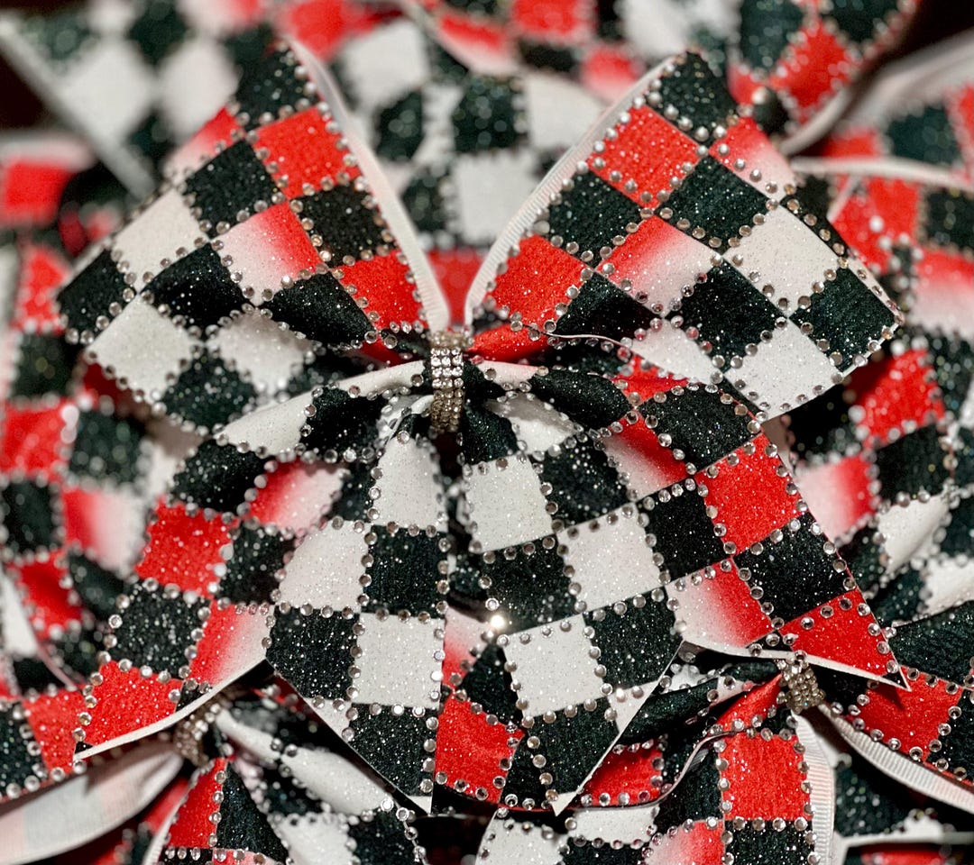 Custom Checkered Racing Cheer Bow - Designed in Your Team Colors - Team ...