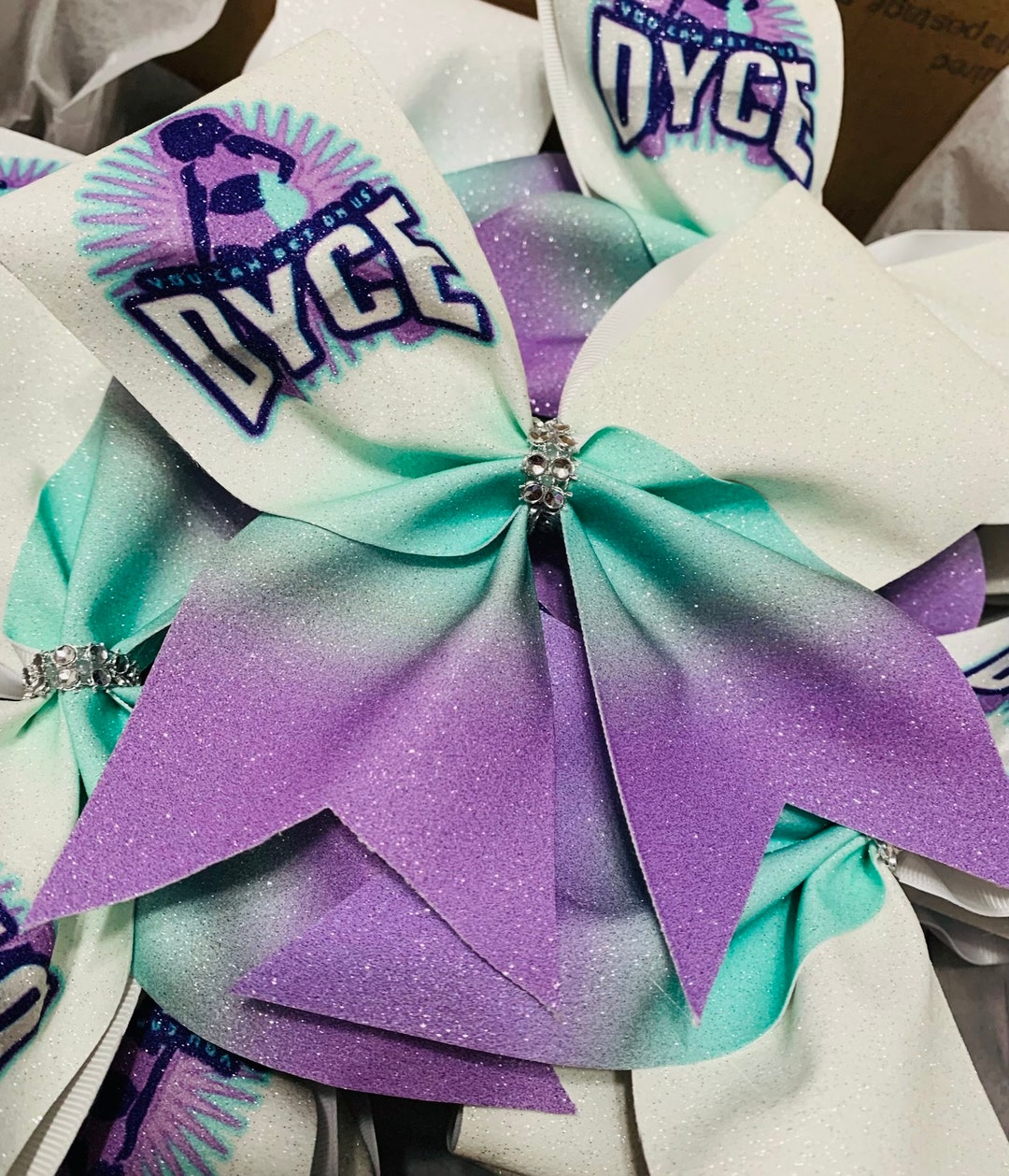 Custom Sublimated Team Name Logo Ombre Cheer Bow - Designed With Your ...