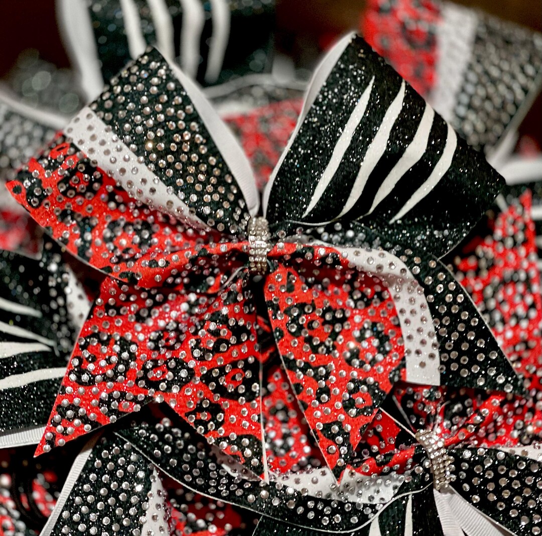 Custom Animal Print Claw Scratch Rhinestone Cheer Bow - TEAM DISCOUNTS ...