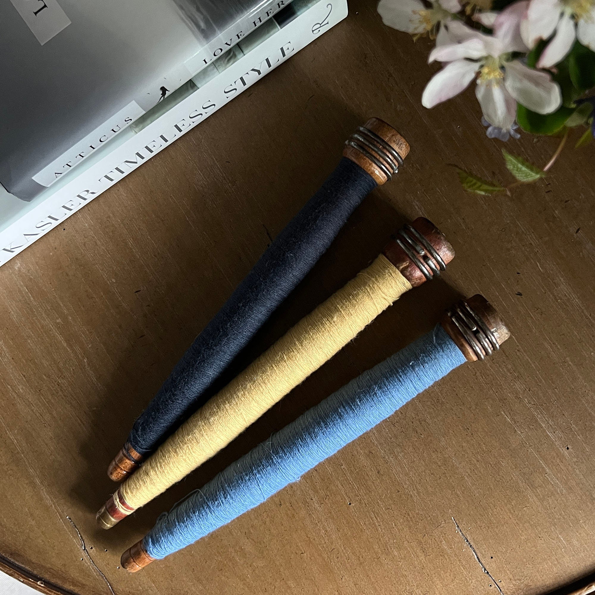 Vintage Industrial Bobbin Spindles With Yarn Set of 3 - Etsy