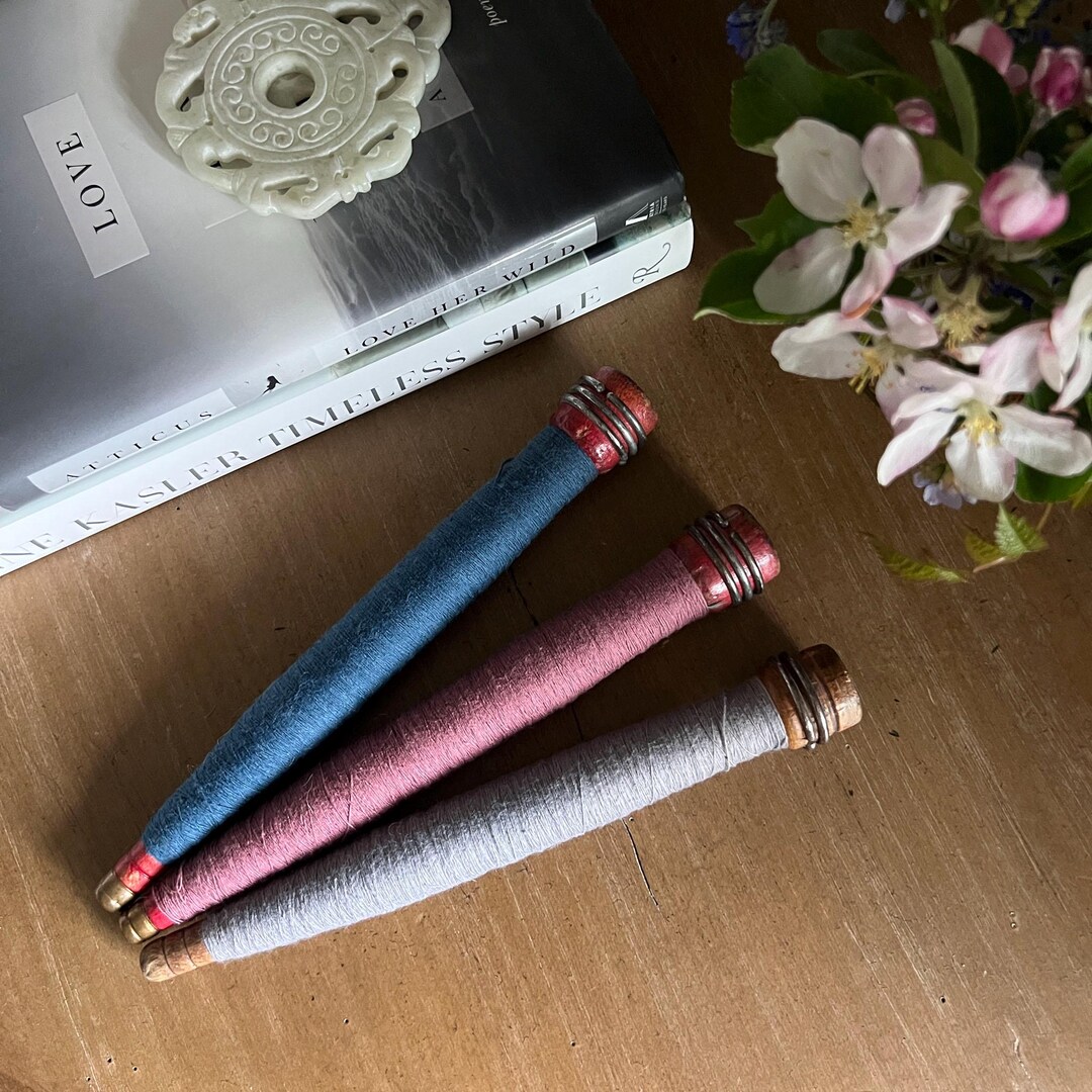 Vintage Industrial Bobbin Spindles With Yarn - Set of 3 - Etsy