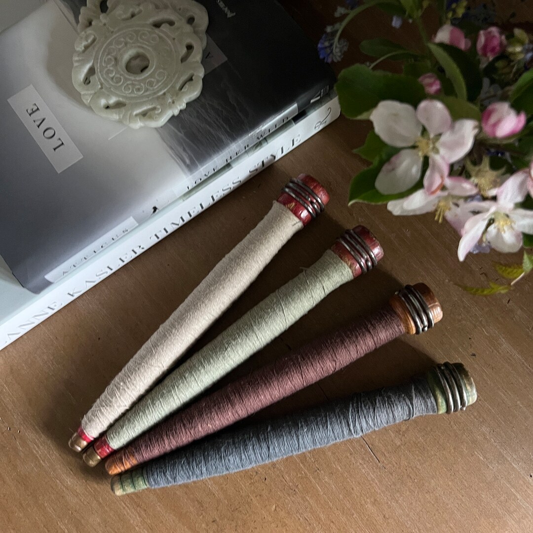 Vintage Industrial Bobbin Spindles With Yarn Set of 4 - Etsy