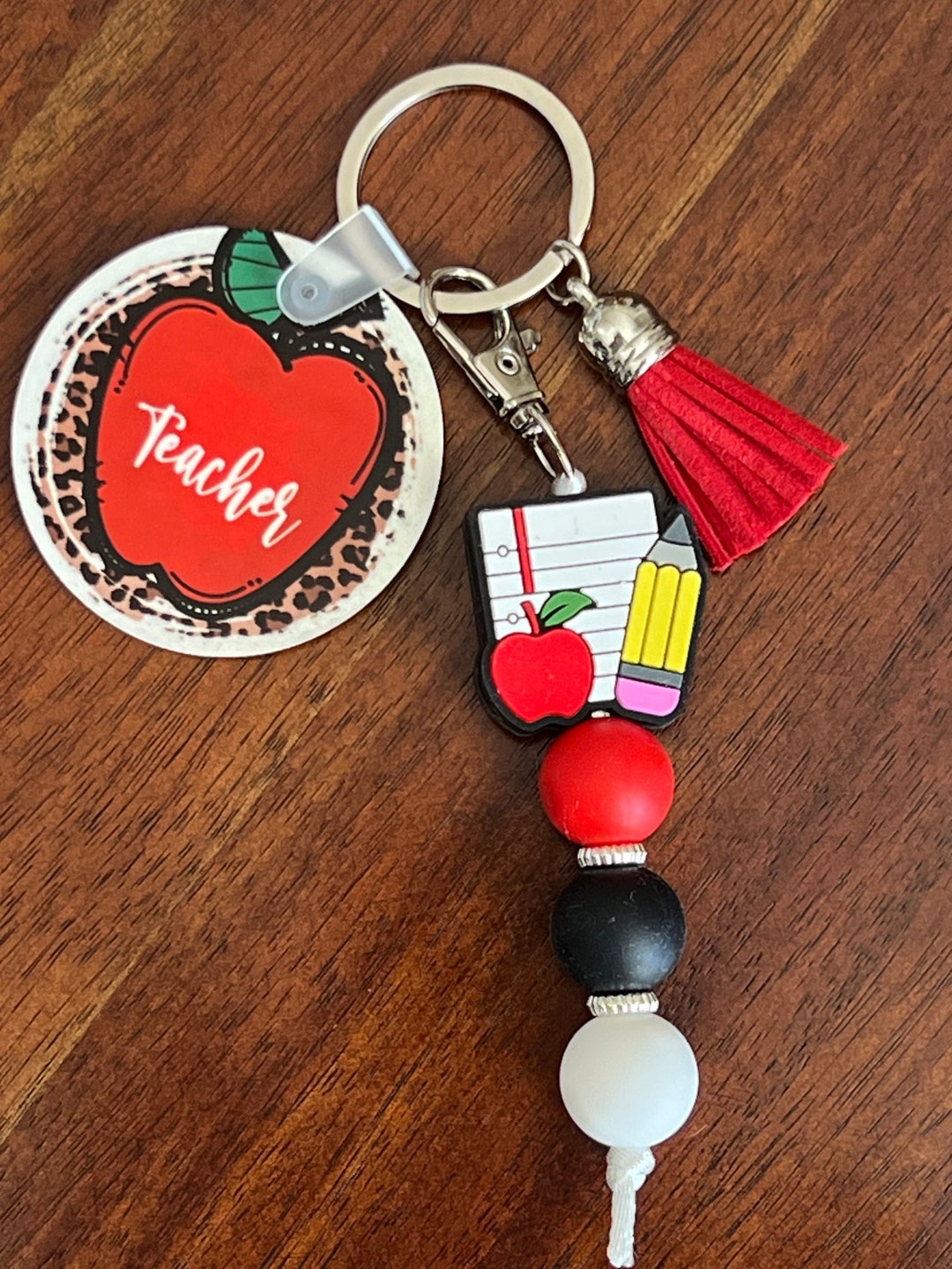 Teacher Beaded Keychain With Tassel, Gift for Teacher, Appreciation ...