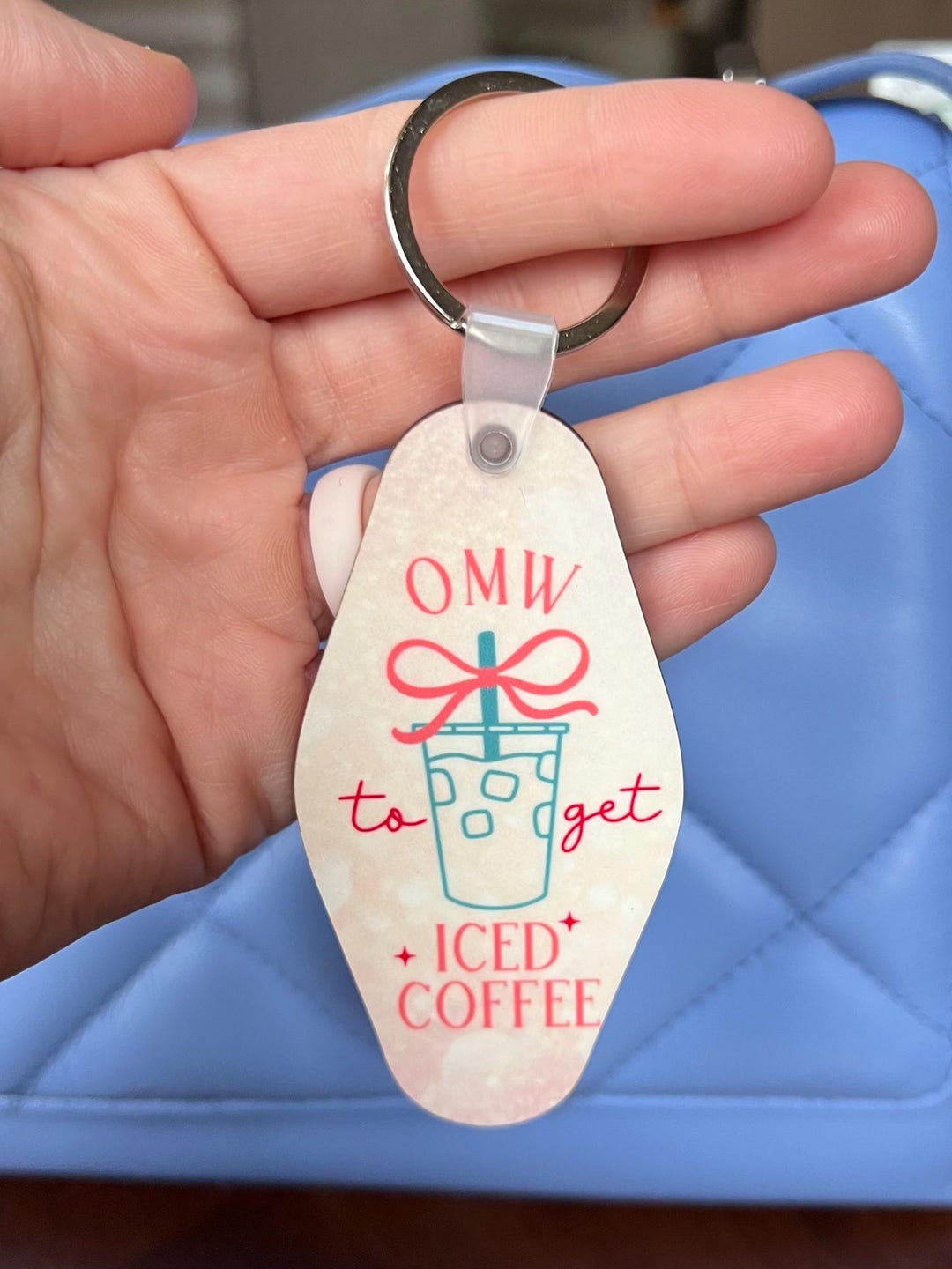 Funny Iced Coffee Keychain, Cute Coffee Lover Gift, Aesthetic Motel ...